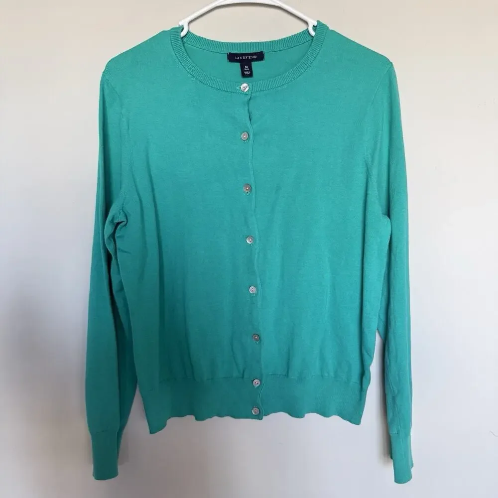 Lands' End | Sweaters | Lands End Womens Cardigan Sweater Medium Blue ...